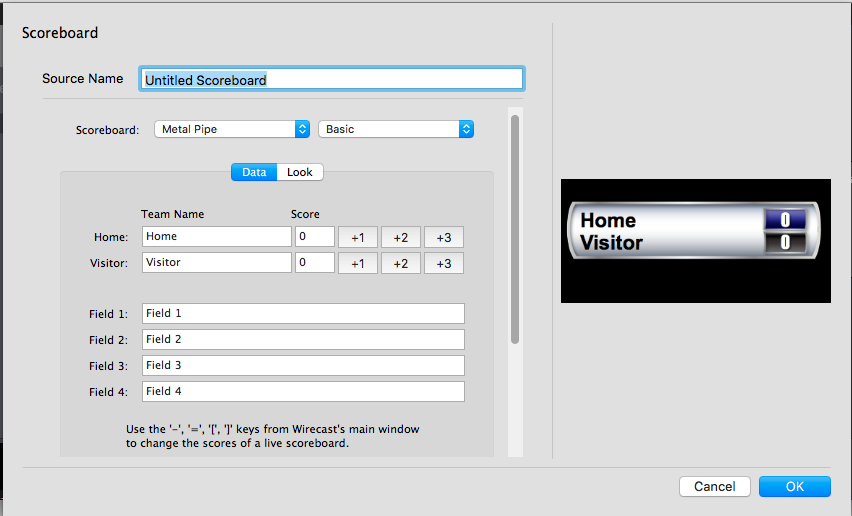 Wirecast: Scoreboards