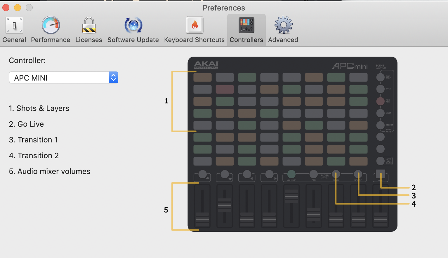 Wirecast: MIDI Control Surfaces
