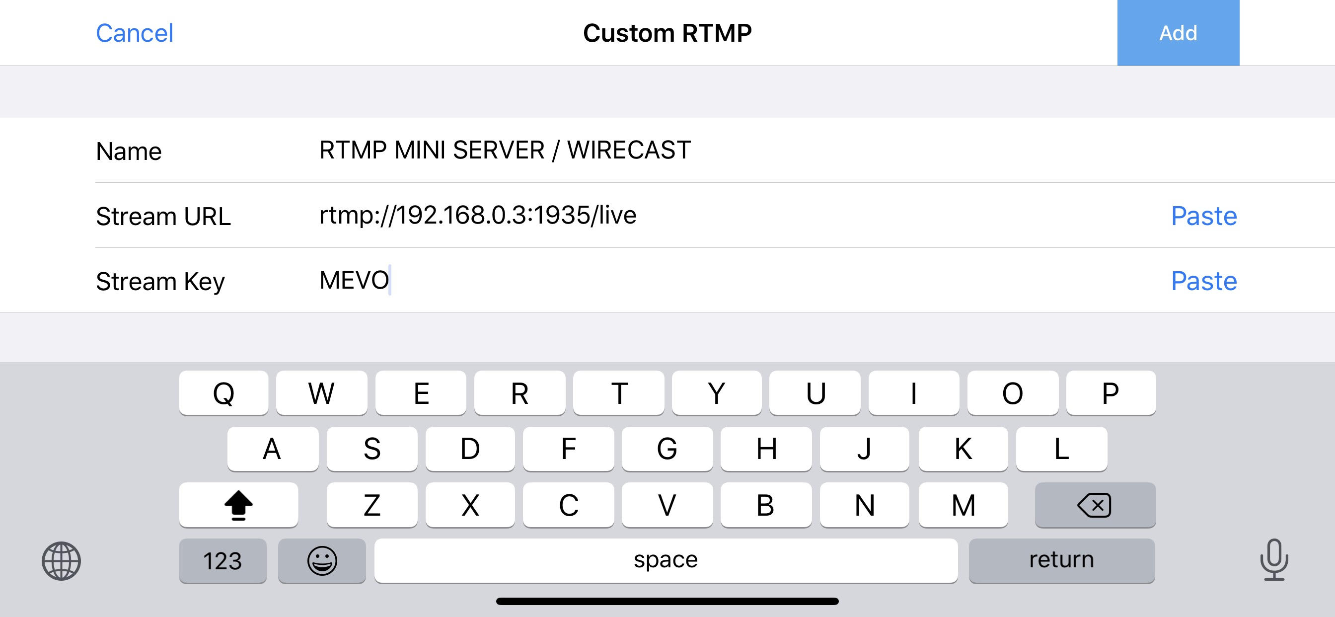 How to Connect to a MEVO Camera with Wirecast via RTMP MiniServer/NDI