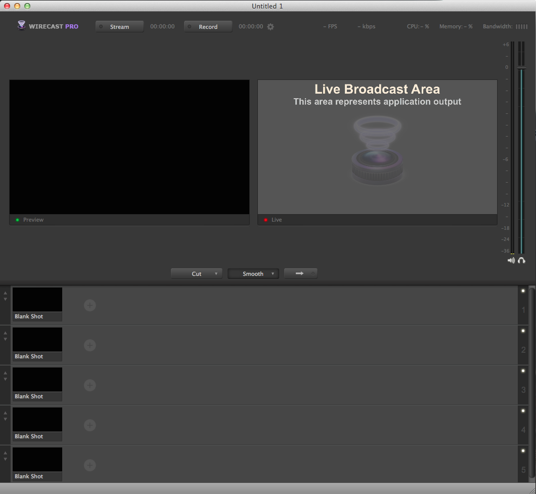 Wirecast: Setting up a camera and audio shot