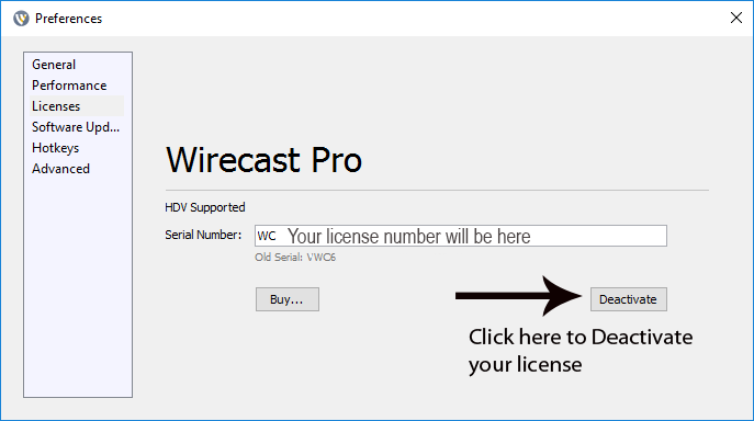 Wirecast: Activating and Deactivating on Windows