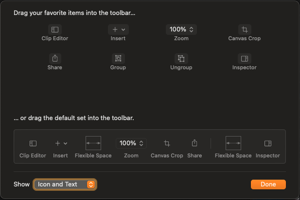 ScreenFlow: Customizable Toolbar