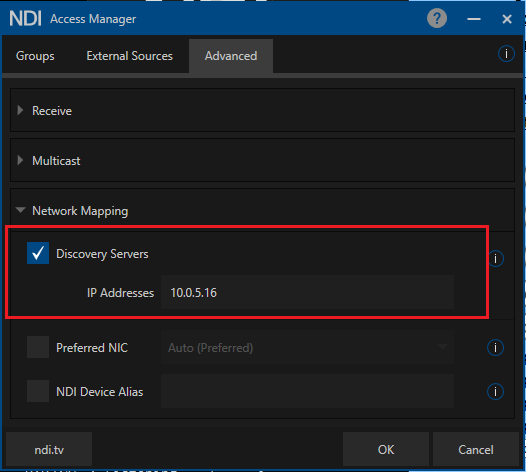 Wirecast: NDI Discovery Server