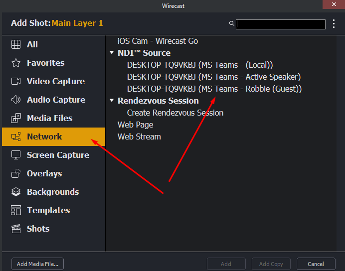 How to add Microsoft Teams guest to Wirecast with NDI