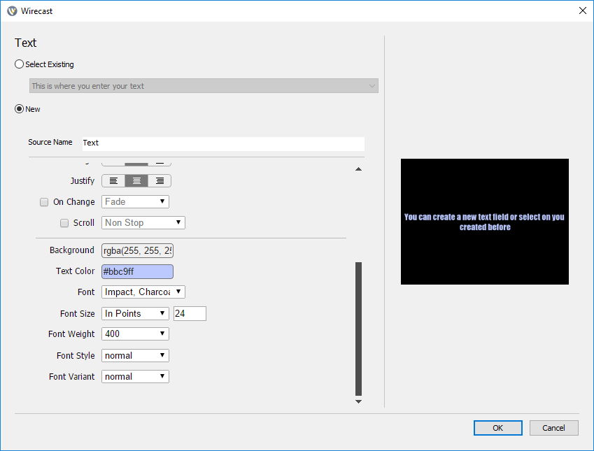 Wirecast: Adding a Text Shot